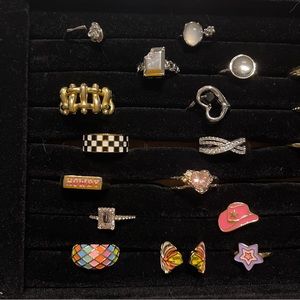 Jewelry | Set Of 25 Rings Y2k Crystal Silver Gold Adjustable Ring ...